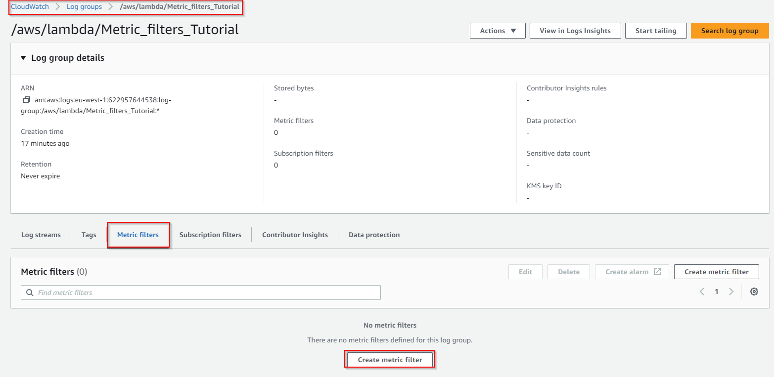 Crear alarmas de Cloudwatch mediantre Cloudwatch Logs